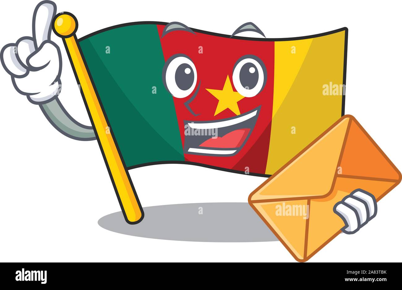 cartoon smiling flag cameroon on character bring envelope Stock Vector ...