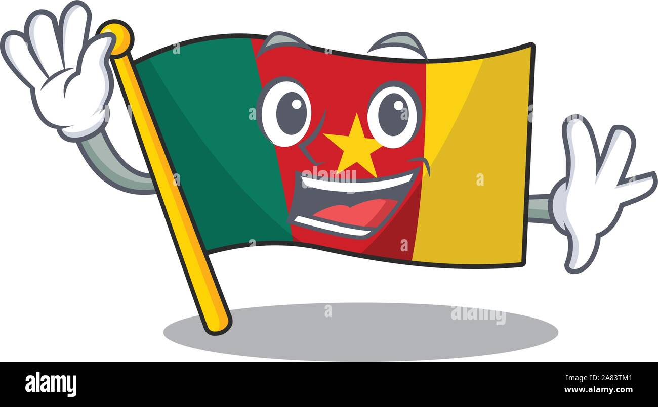 cartoon smiling flag cameroon waving on character Stock Vector Image ...
