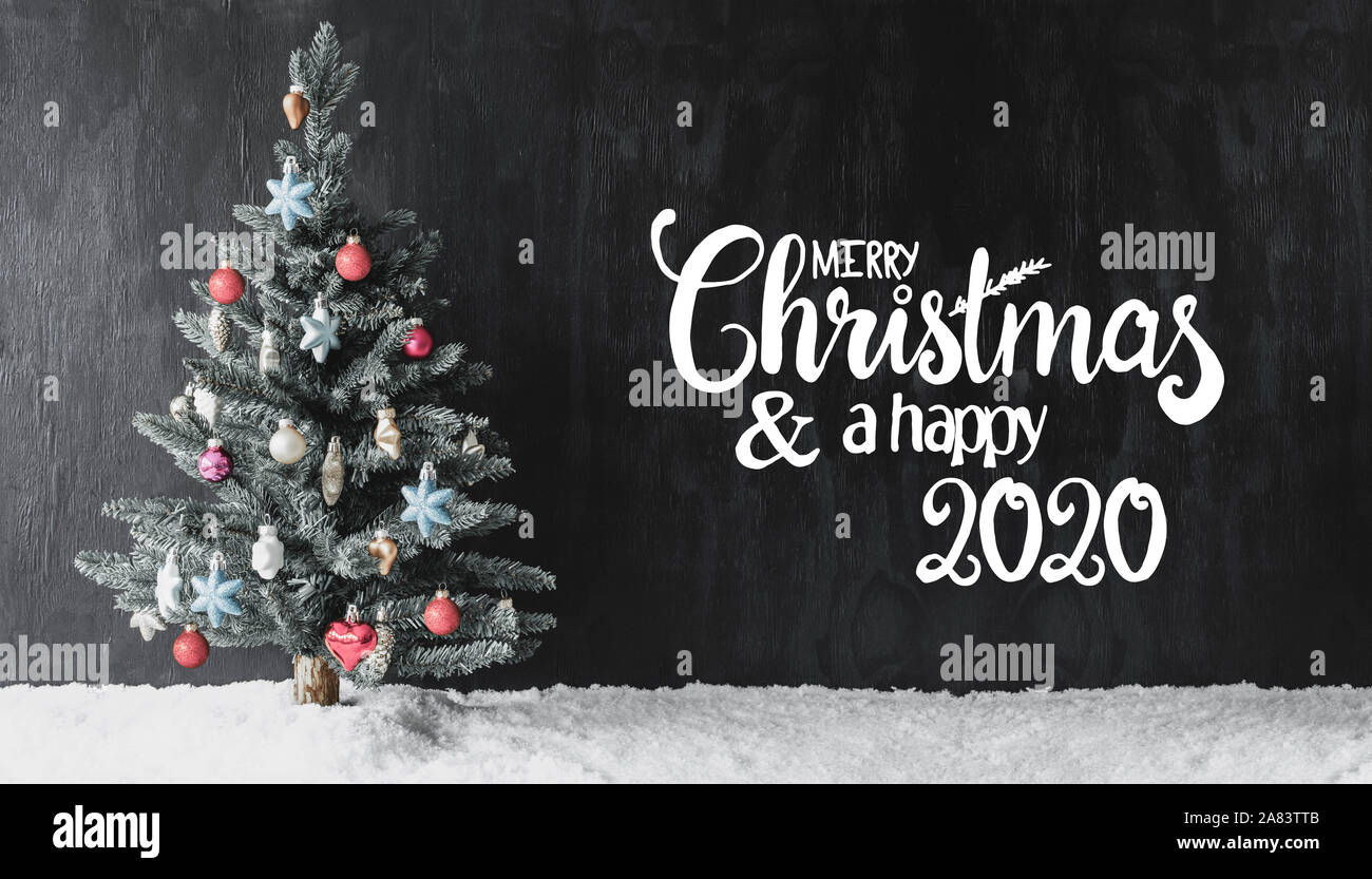 Christmas Tree, Snow, Colorful Ball, Merry Christmas And A Happy 2020 ...