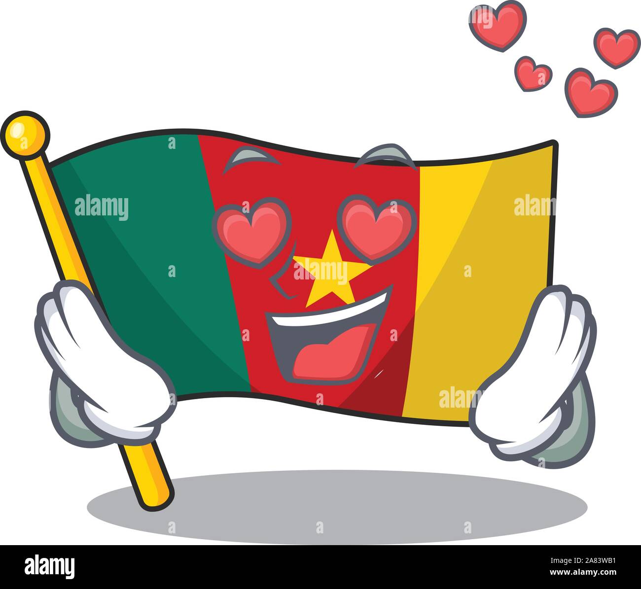 flag cameroon mascot isolated with in love cute Stock Vector Image ...