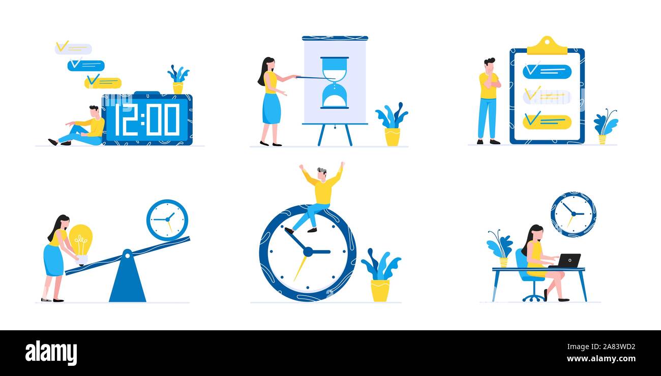 6 Effective Planning time management business concept set. Business ...