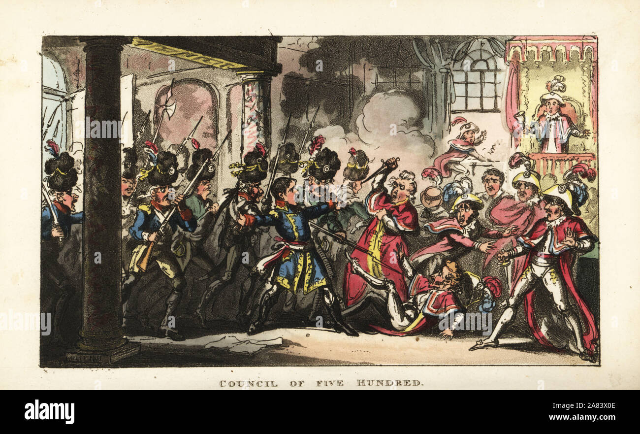 Napoleon Bonaparte leading the grenadiers into the Council of Five ...