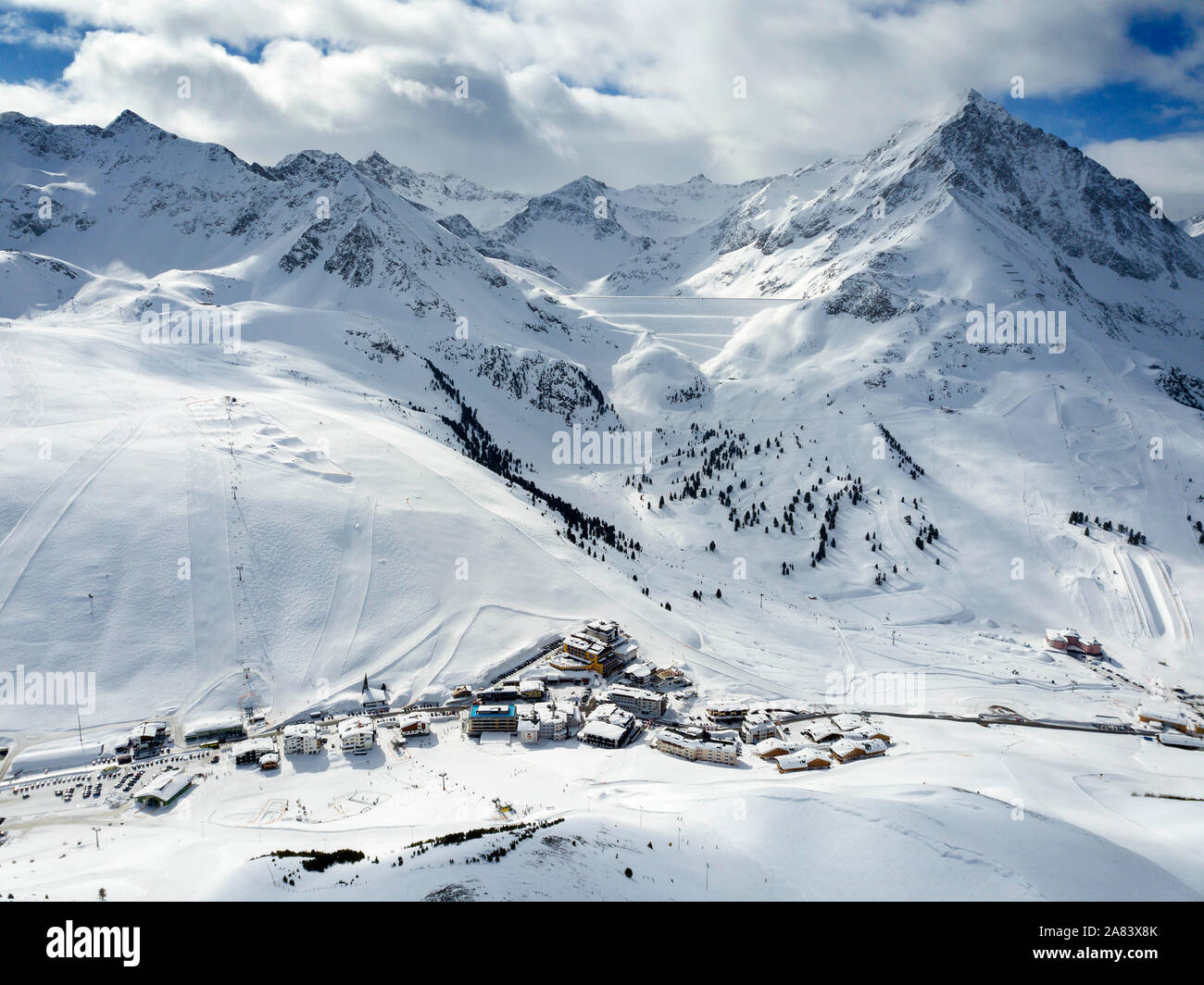 Kuhtai sky resort village and ski slopes near Innsbruck Tyrol Austria ...