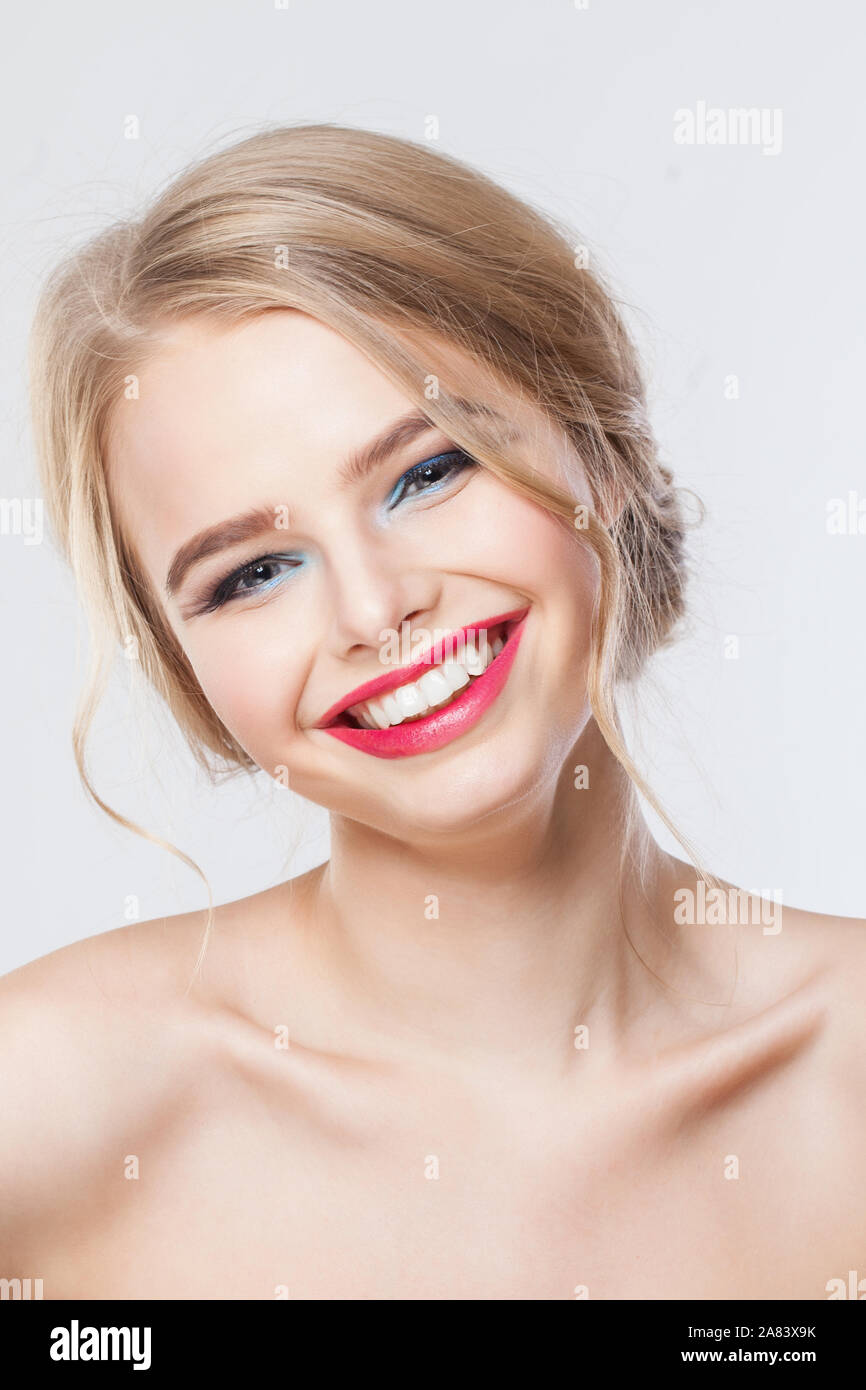 Laughing girl face close up portrait Stock Photo - Alamy