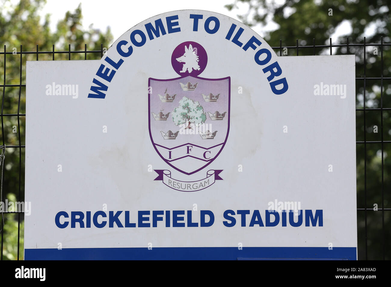 Stadium entrance sign during Ilford vs Harwich & Parkeston, Emirates FA ...