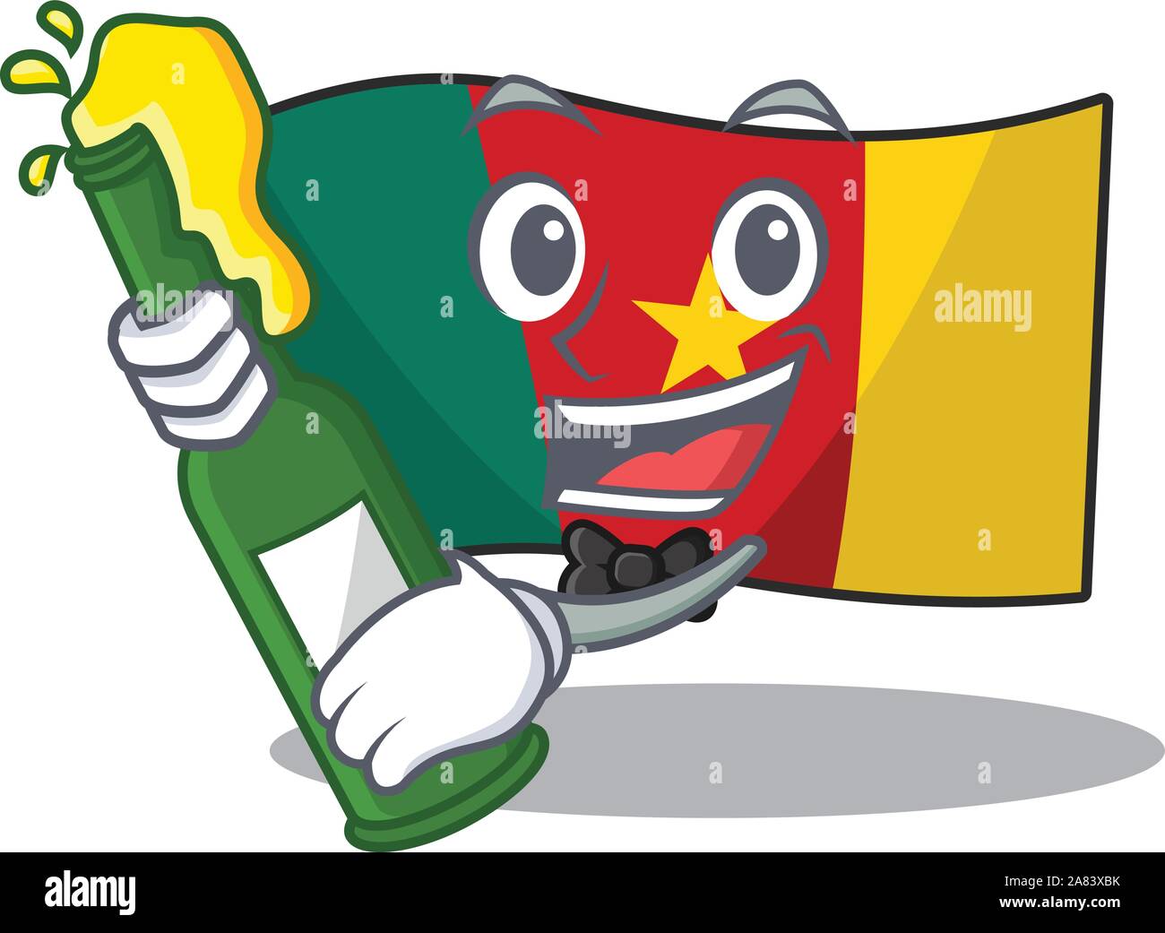 flag cameroon above the table bring beer cartoon Stock Vector Image ...