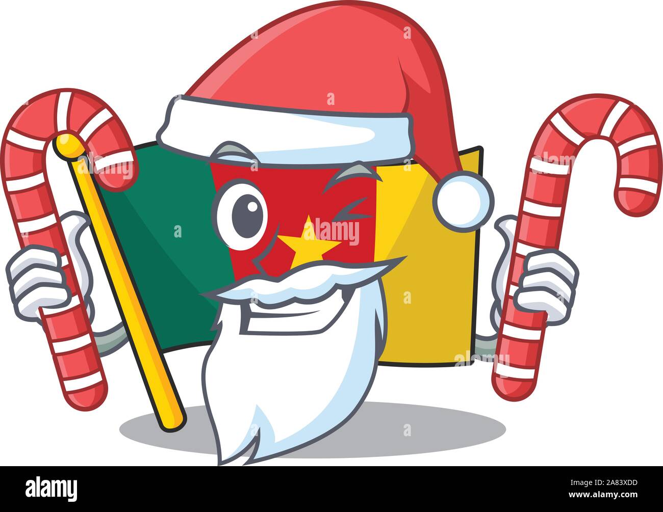 flag cameroon above santa bring candy the table cartoon Stock Vector ...