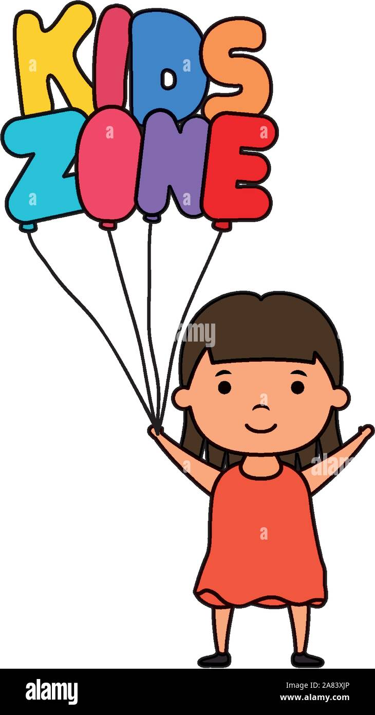 cute little girl with kids zone balloons helium character Stock Vector ...