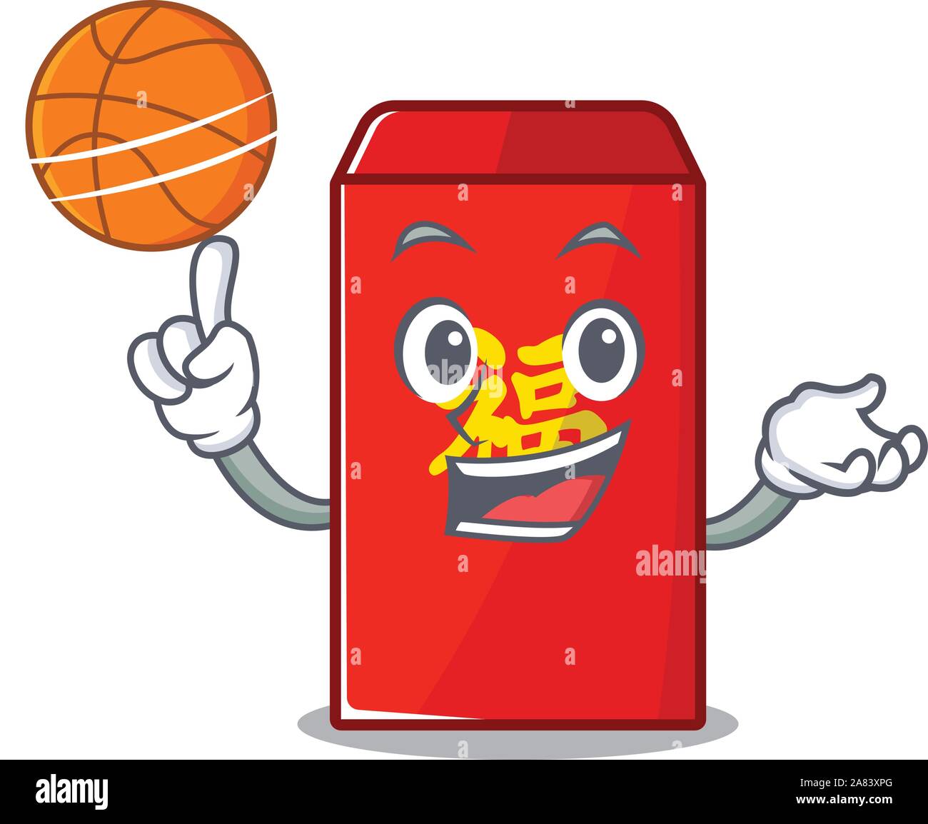 holding basketball red envelope isolated with the cartoon Stock Vector ...