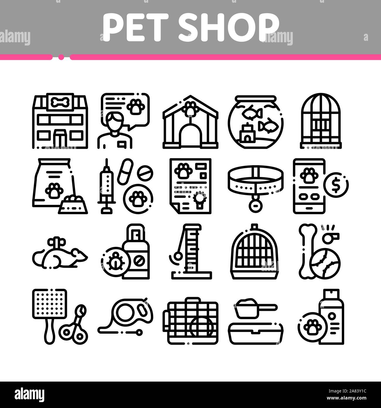 Pet Shop Collection Elements Icons Set Vector Stock Vector Image & Art ...