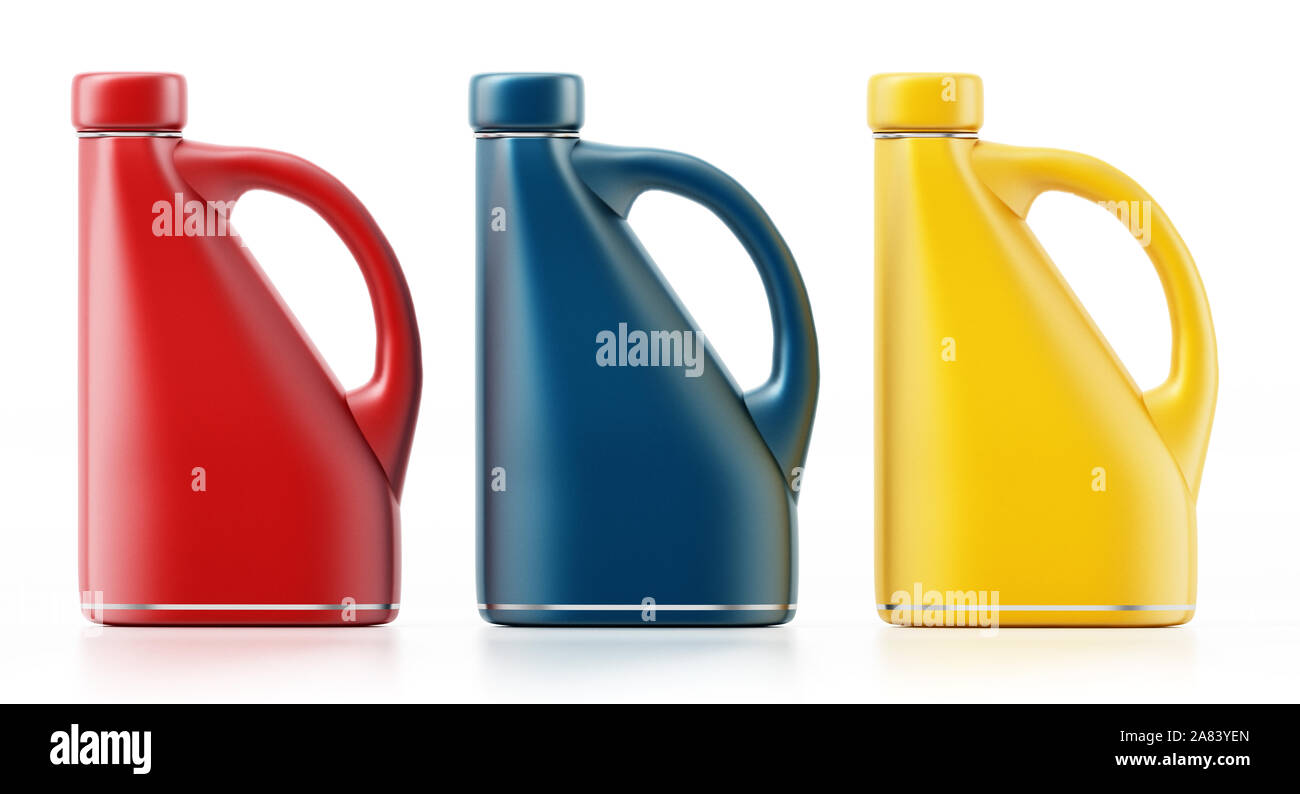 Engine oil containers isolated on white background. 3D illustration ...