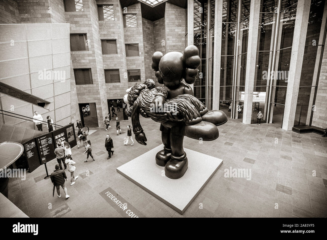 KAWS exhibit in the main lobby of the National Gallery of Victoria ...