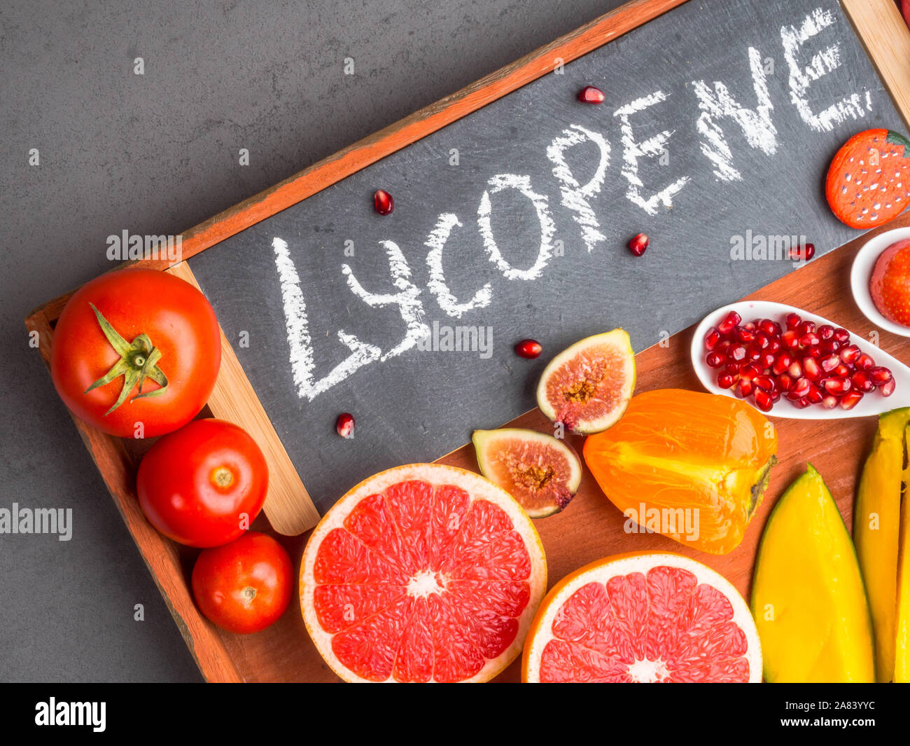 Fruits and vegetables containing lycopene. Healthy vegan food ...