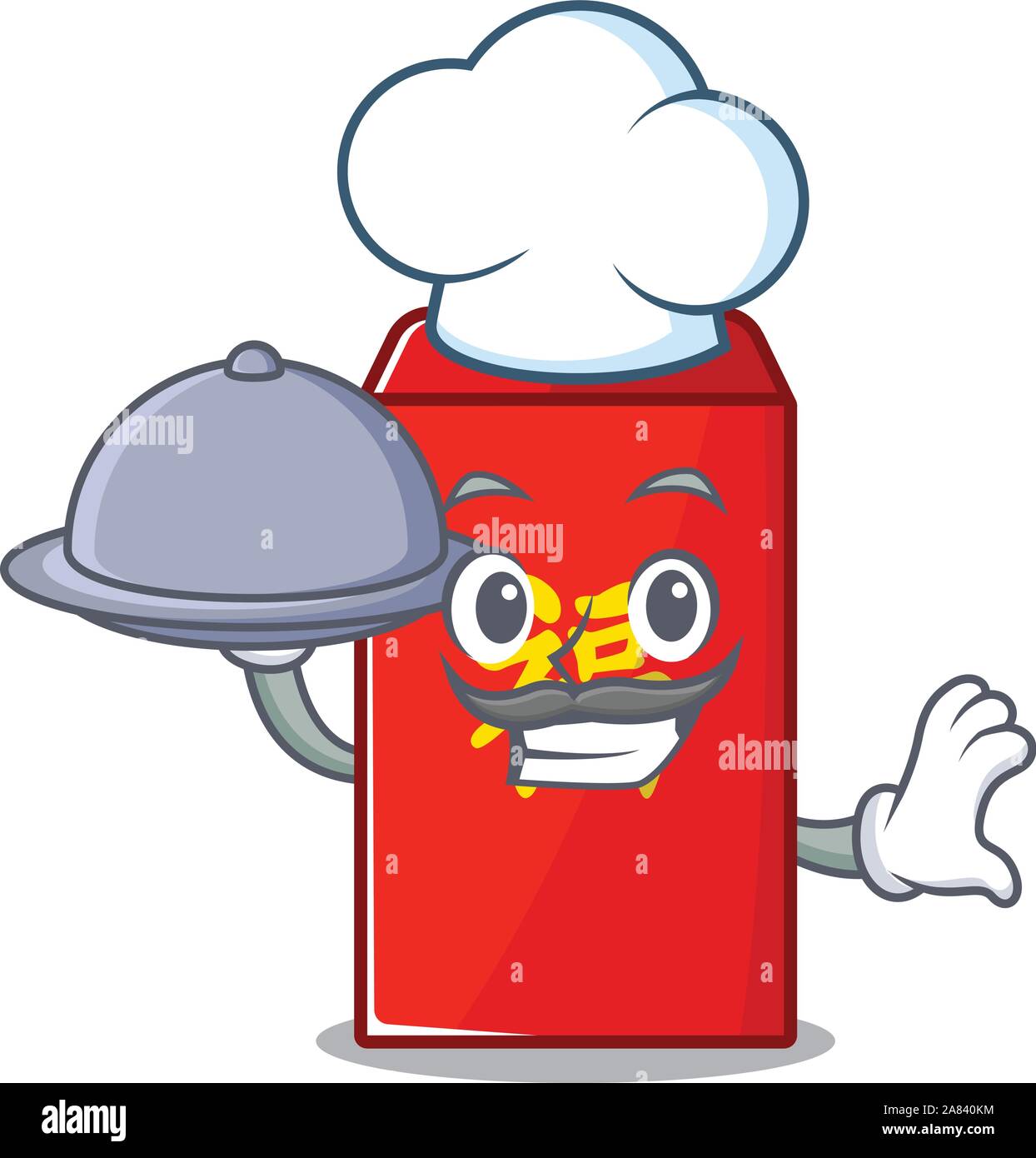 chef holding food happy cartoon in the red envelope Stock Vector Image ...