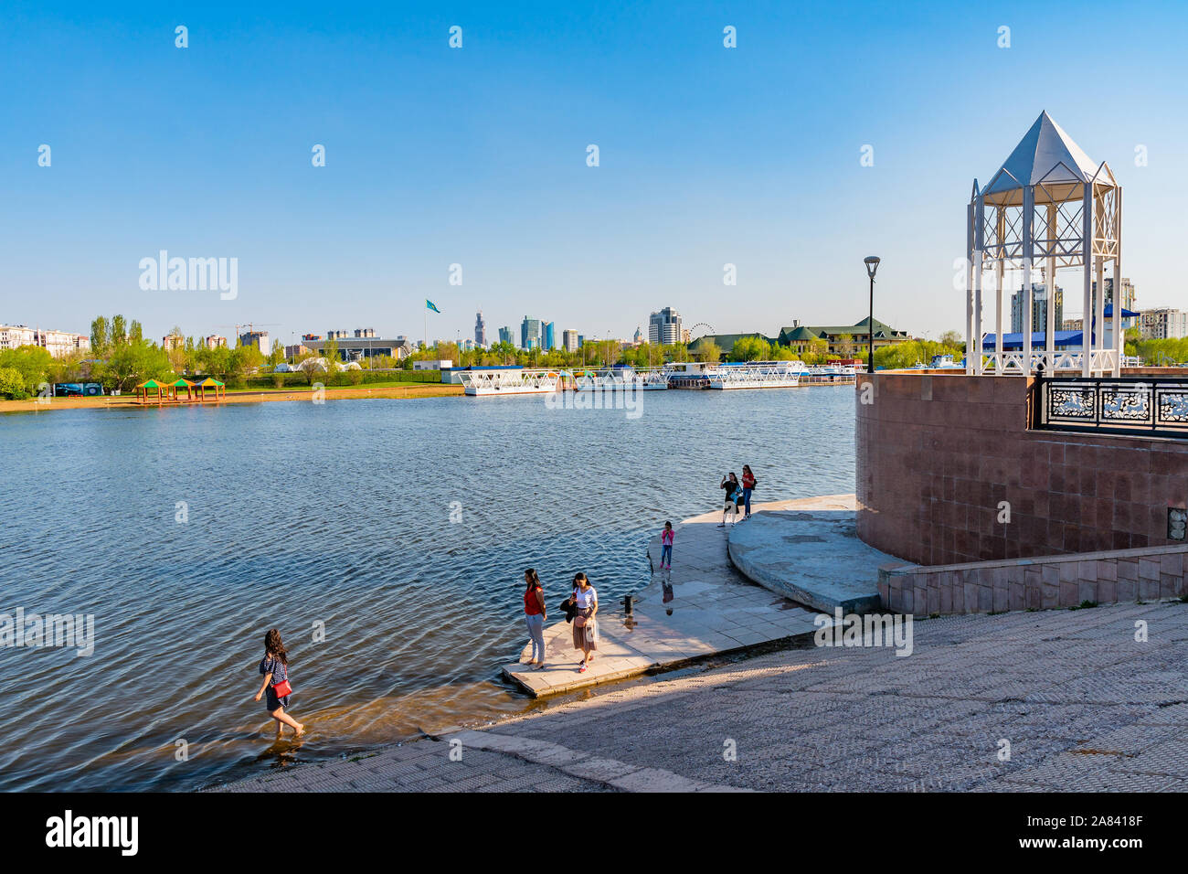 Nur-Sultan Astana Ishim River Promenade Walking Street View of Pavilion ...
