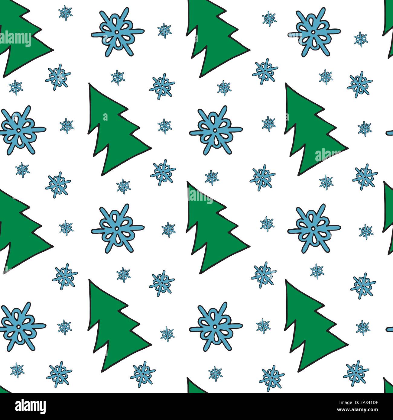 Seamless christmas pattern of christmas trees, stars and snowflakes ...