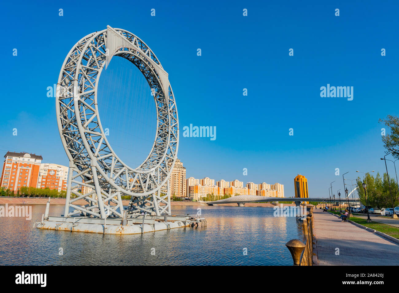 Nur-Sultan Astana Ishim River Promenade Walking Street View of Circle ...
