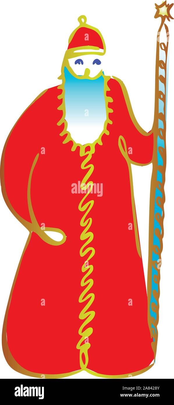 Russian Santa Claus or Father Frost . Vector hand draw illustration ...