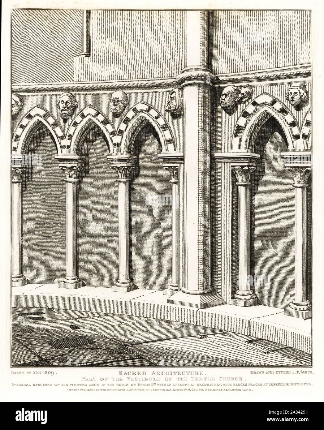 Part of the Vestibule of the Temple Church, built 1185. Decorated ...