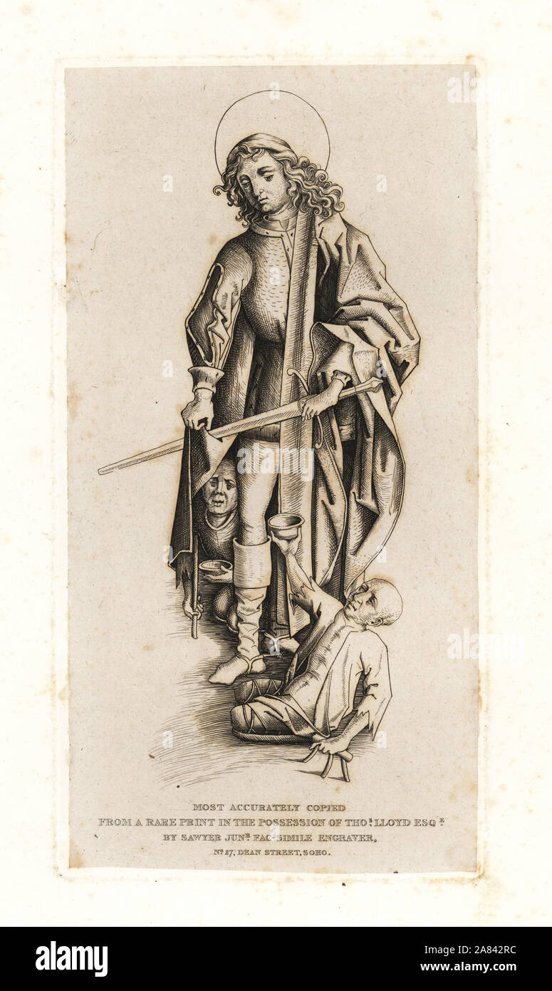 Portrait of Saint Martin, patron saint of beggars and vagabonds, with ...