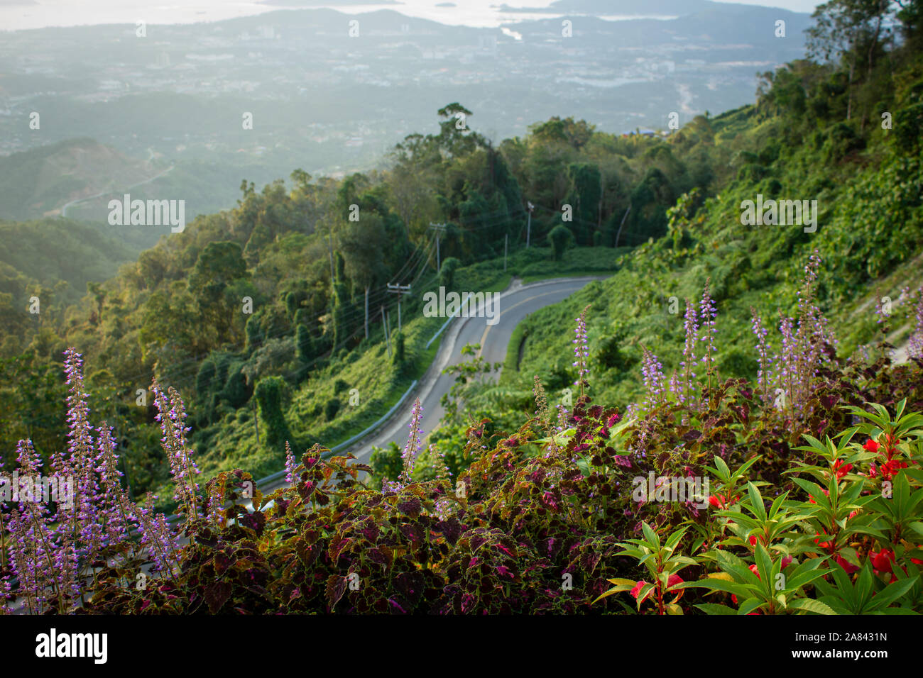 Breathtaking view of the landscape along the mountain in Kota Kinabalu ...