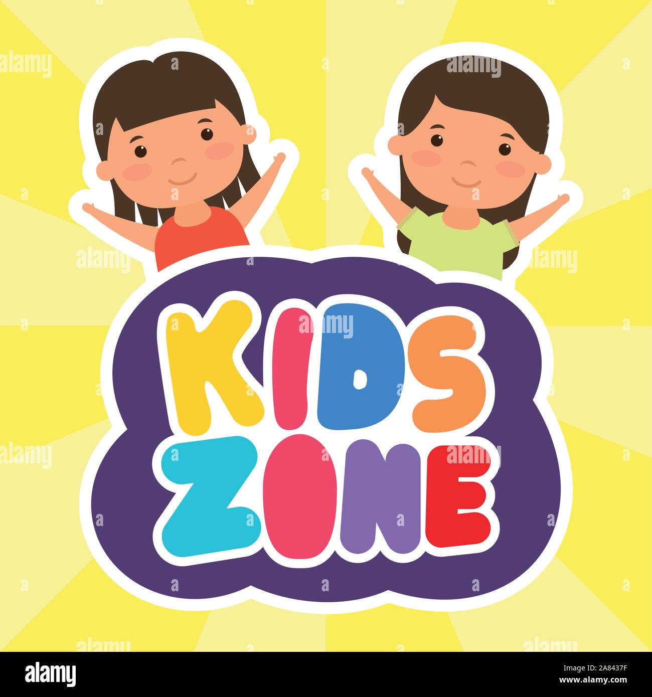 little girls with kids zone lettering Stock Vector Image & Art - Alamy