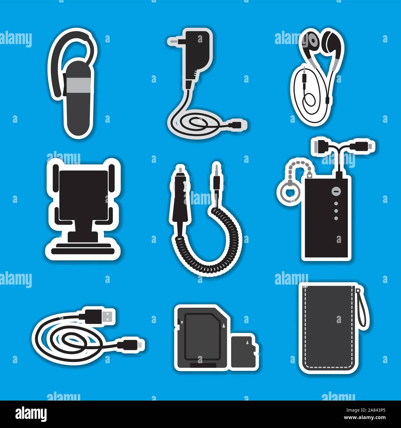 illustration of mobile phone accessories devices stickers Stock Vector ...