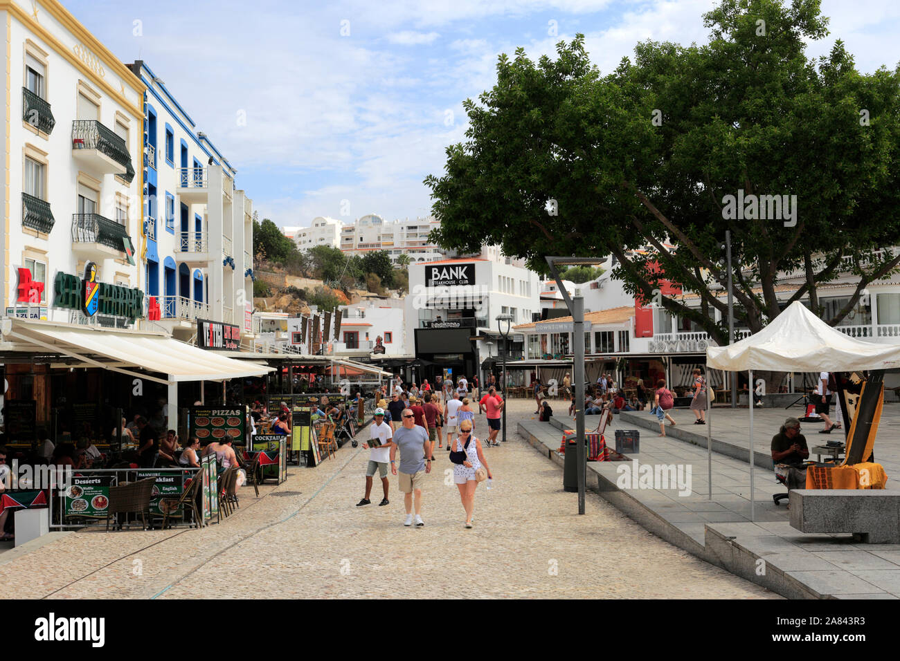 People shopping in Albufeira town, Algarve, Portugal, Europe Stock ...