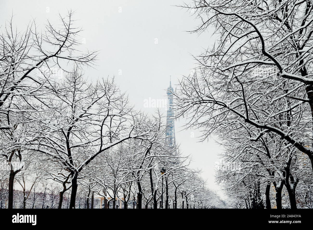 Eiffel tower under snow, Paris, France Stock Photo - Alamy