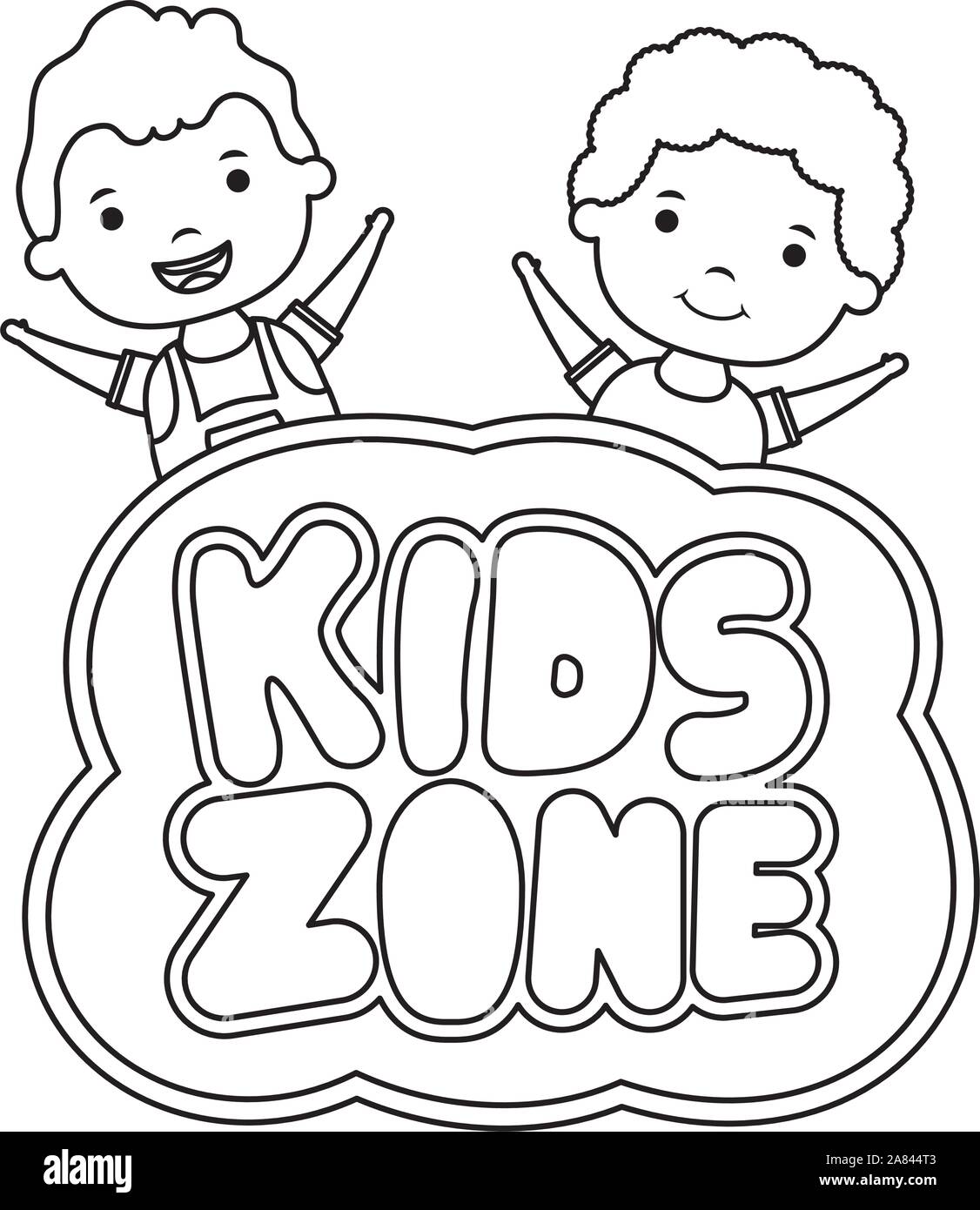 cute little boys with kids zone lettering Stock Vector Image & Art - Alamy