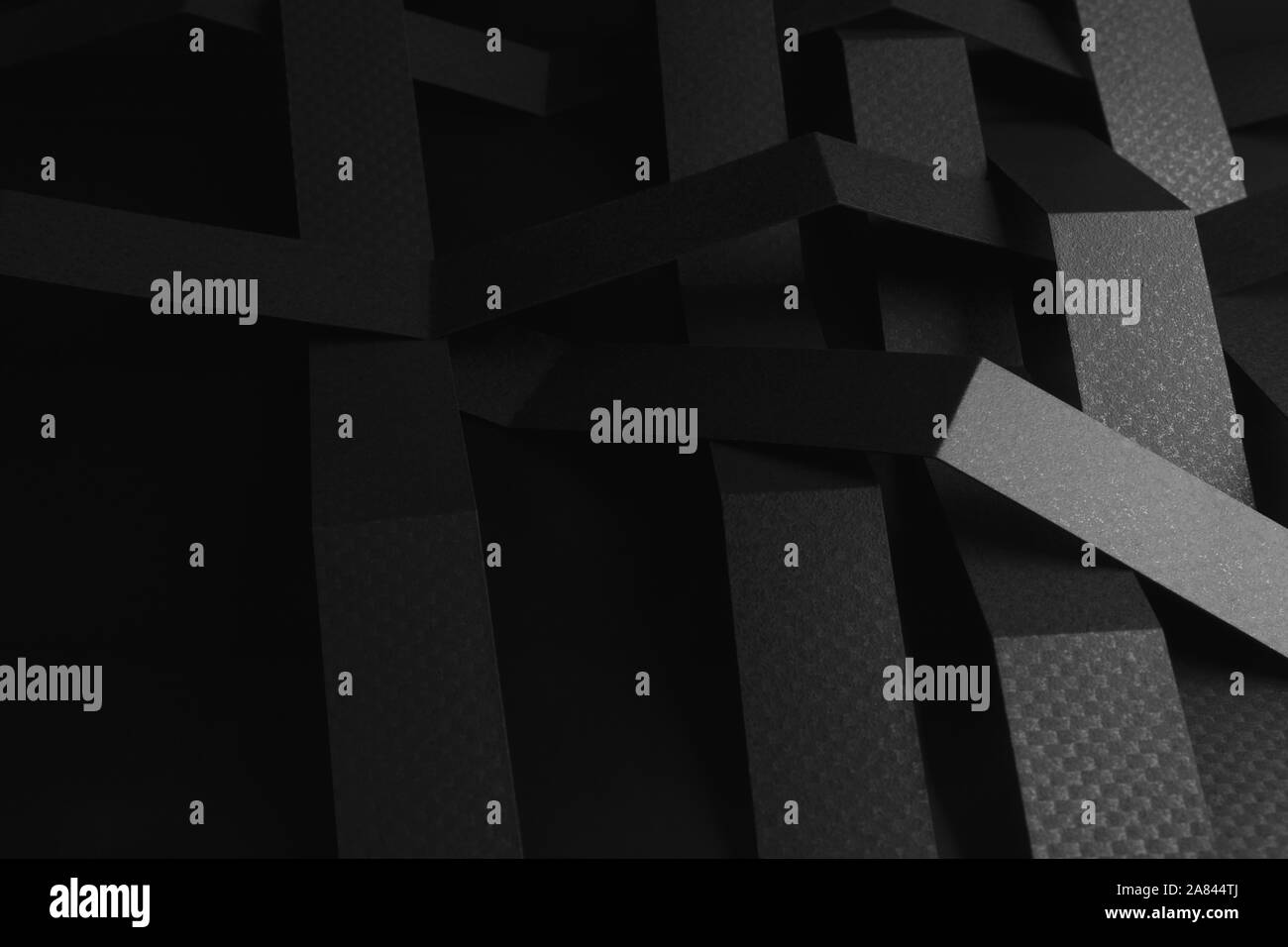 Abstract composition with tangled elements, black background Stock ...