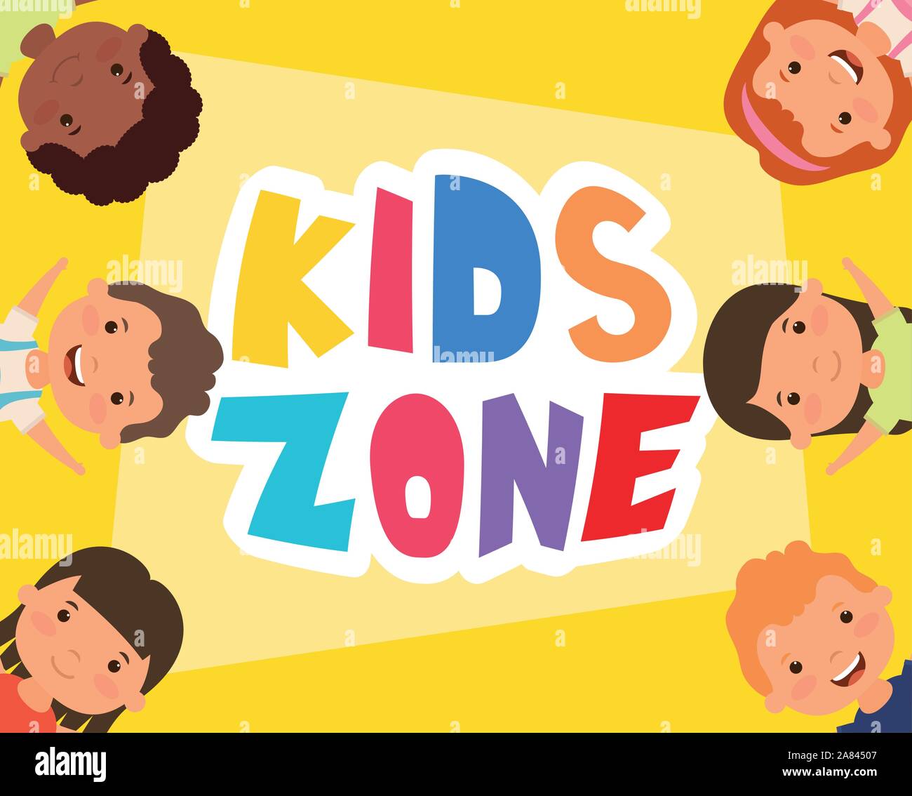 kids zone lettering with interracial children Stock Vector Image & Art ...