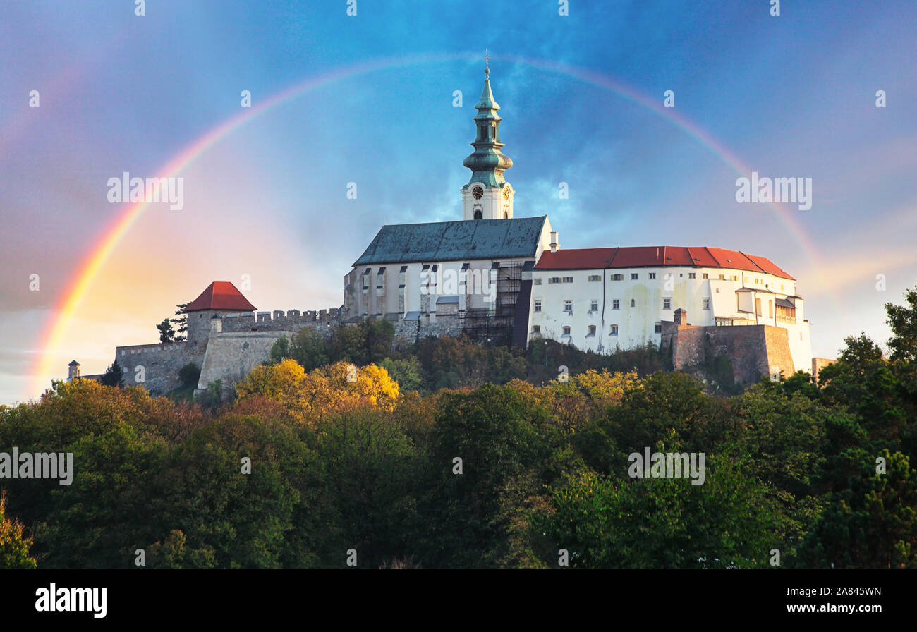 Nitra castle with Rainbow - Slovakia Stock Photo - Alamy