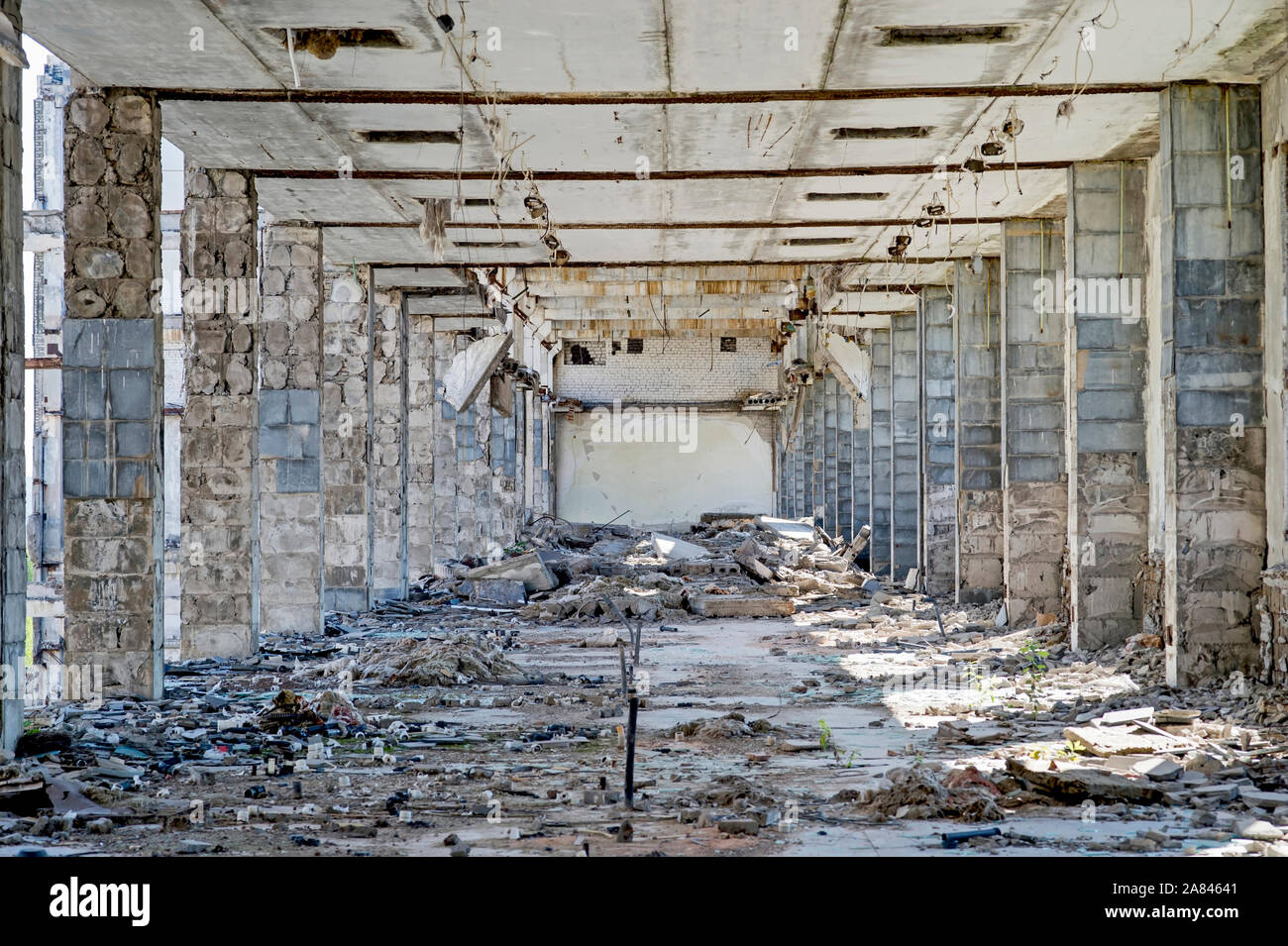 The room of a large industrial building, subjected to recycling. The ...