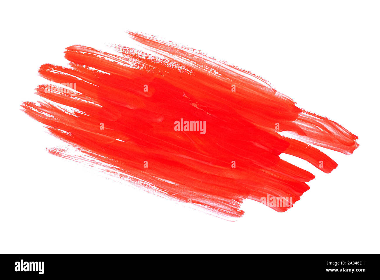 Red paint strokes made by gouache isolated on white background Stock ...