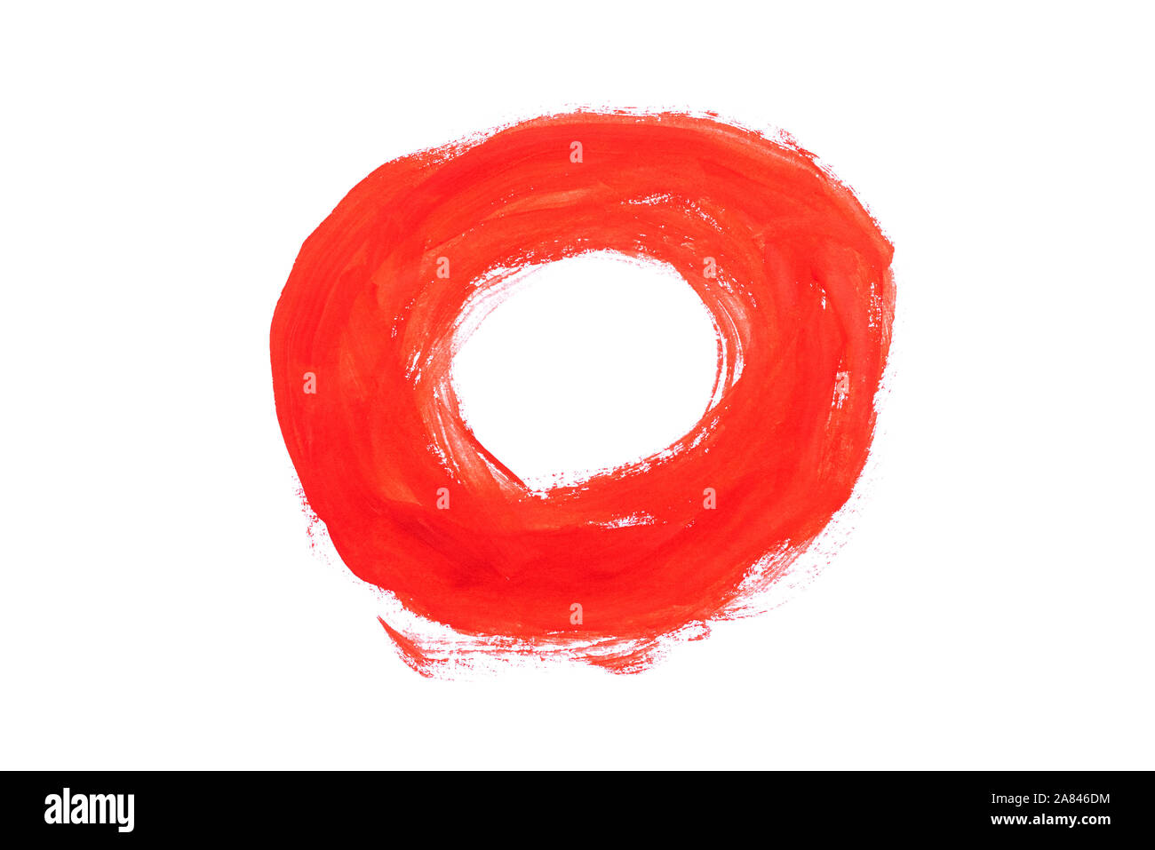 Red paint circle made by gouache isolated on white background Stock ...