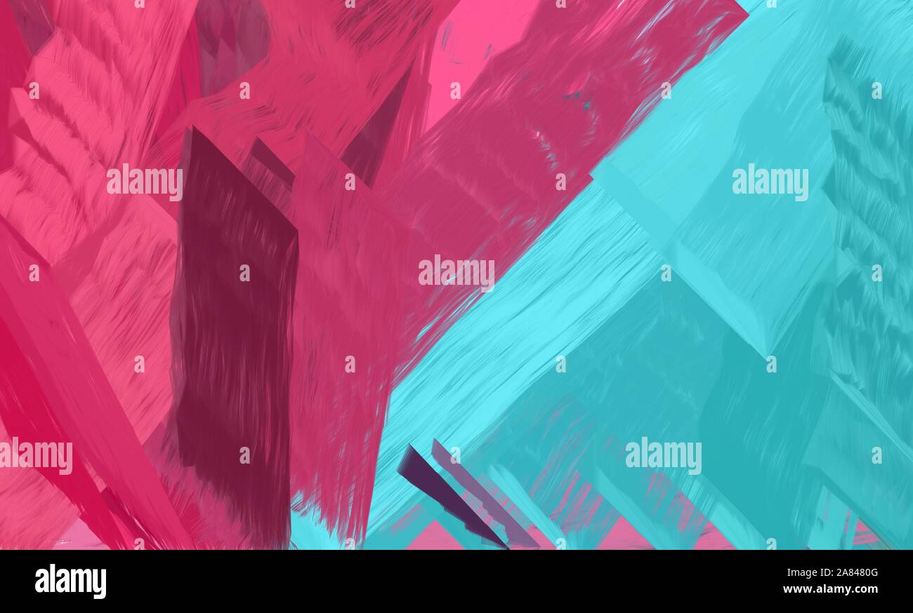 abstract medium turquoise, moderate pink and dark moderate pink color ...
