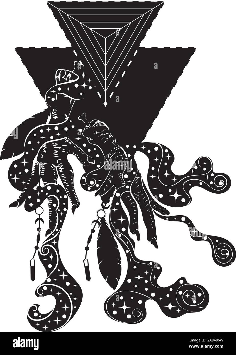 Voodoo magic black chicken legs with starry mist Stock Vector Image ...