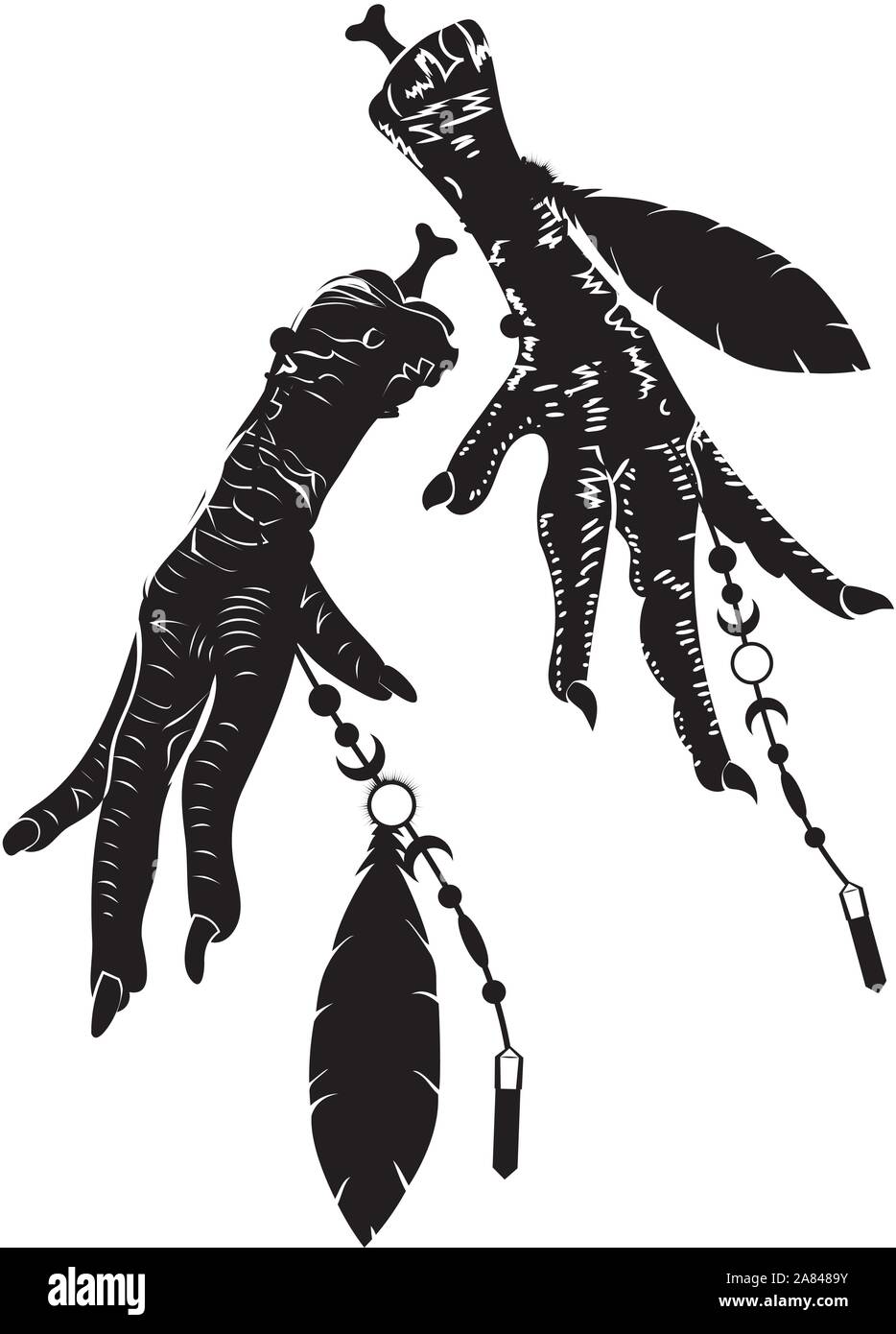 Grunge black chicken legs voodoo magic item illustration Stock Vector ...