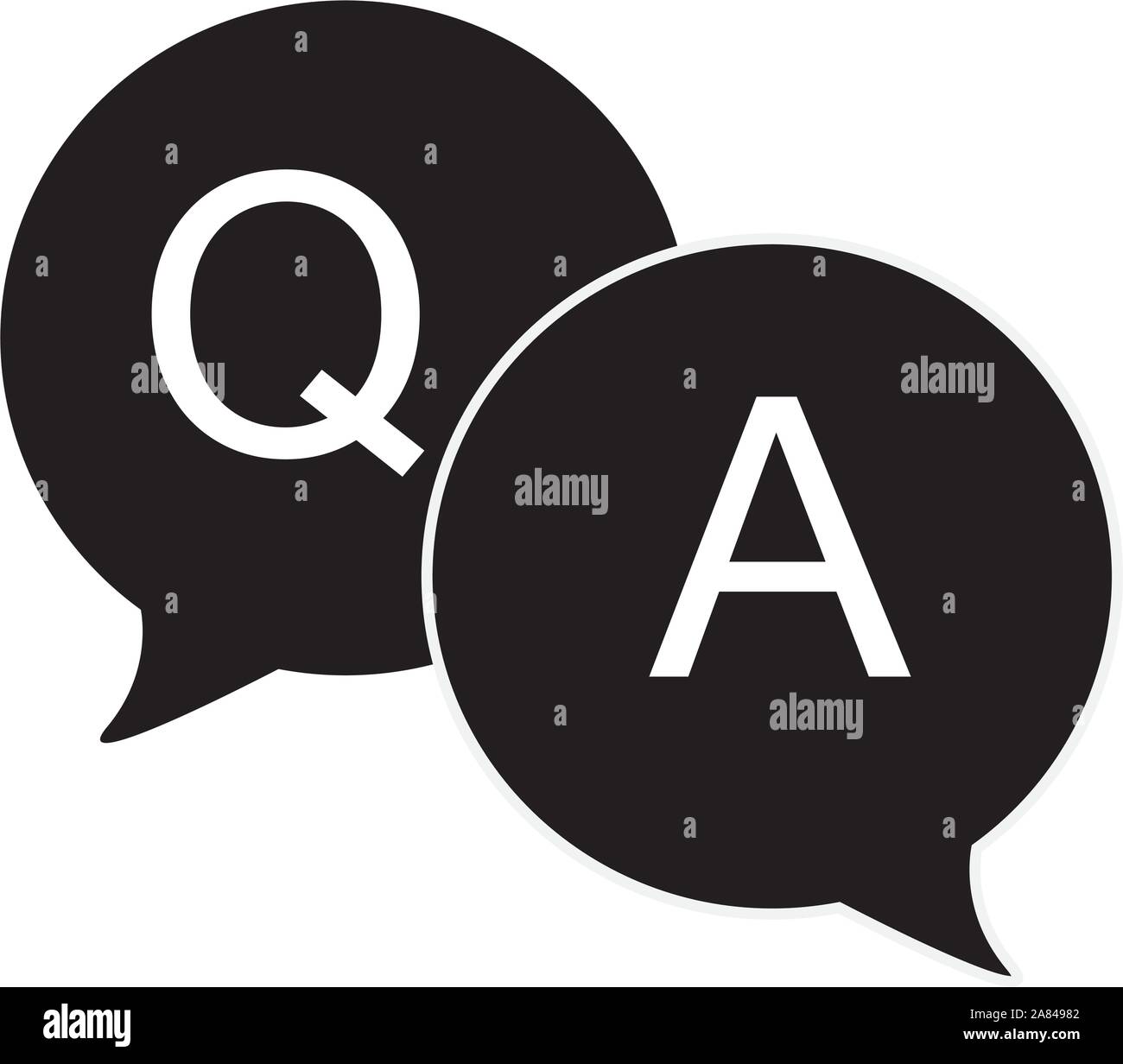 questions & answers speech bubbles flat icon on white background. Q&A sign Stock Vector Image ...