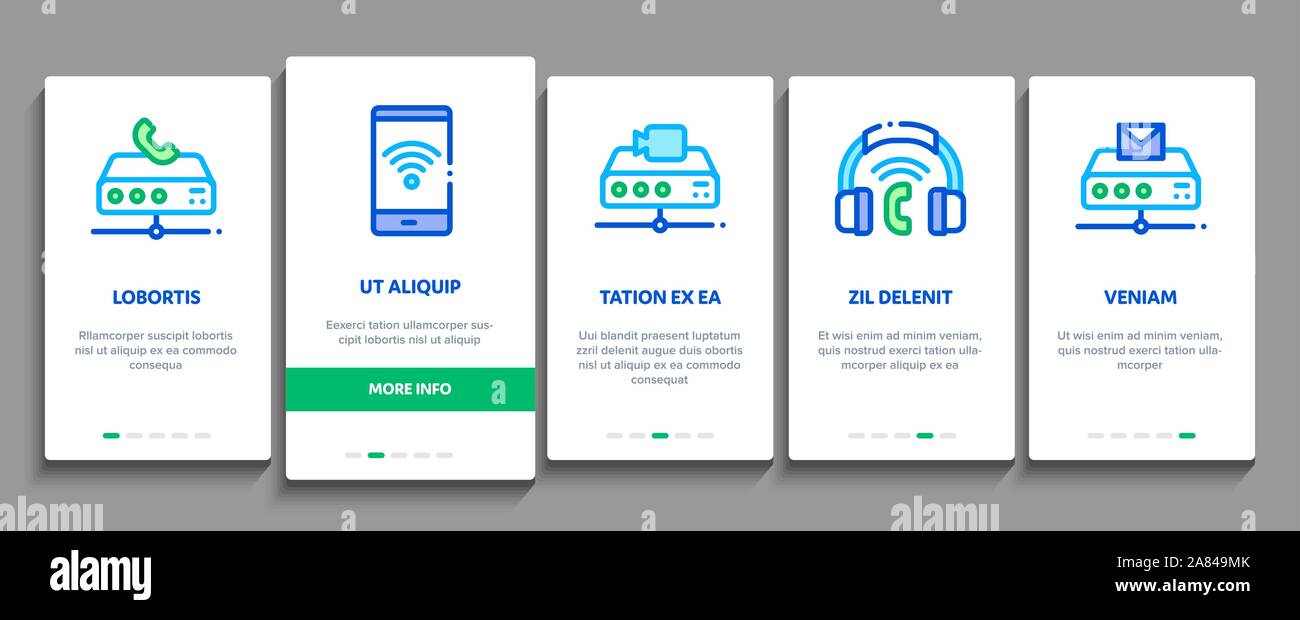 Voip Calling System Onboarding Icons Set Vector Stock Vector Image ...
