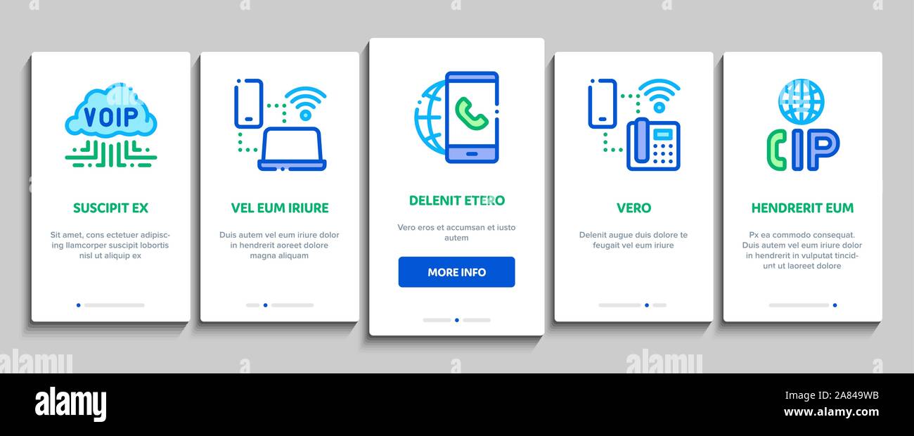 Voip Calling System Onboarding Icons Set Vector Stock Vector Image ...