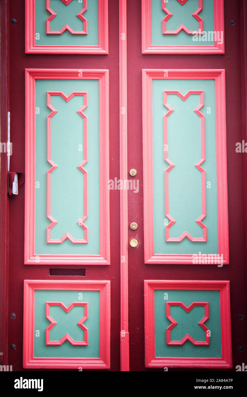 wooden street door with beautiful orthogonal pattern in Tallinn ...