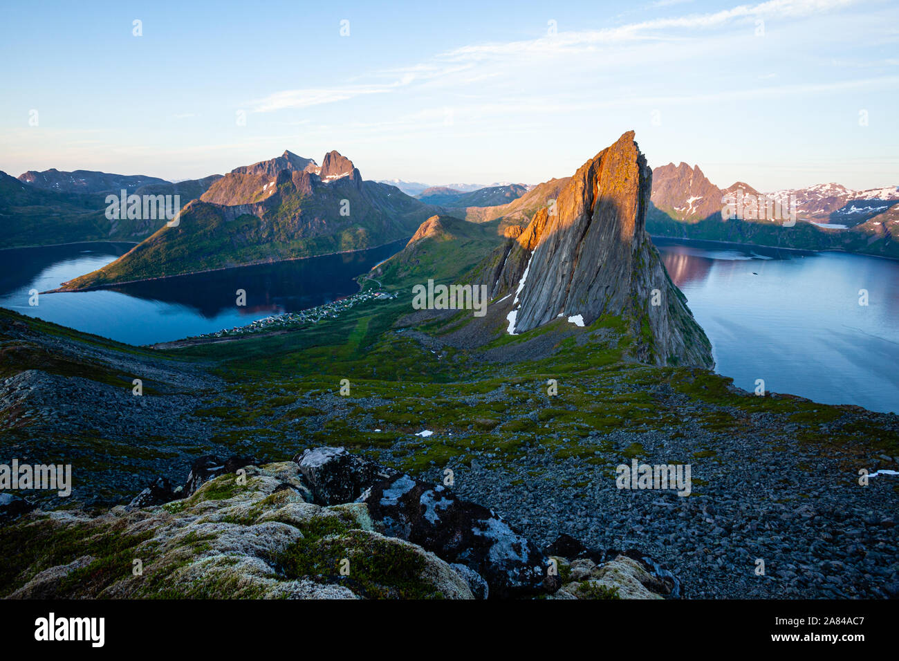 Segla, the iconic mountain on the island of Senja, Norway Stock Photo ...