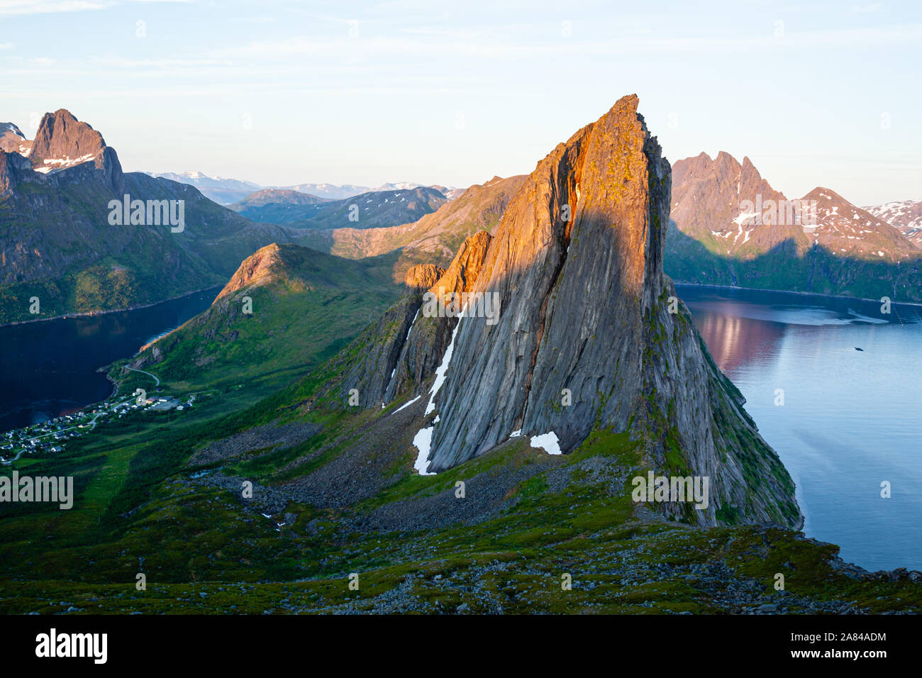Segla, the iconic mountain on the island of Senja, Norway Stock Photo ...