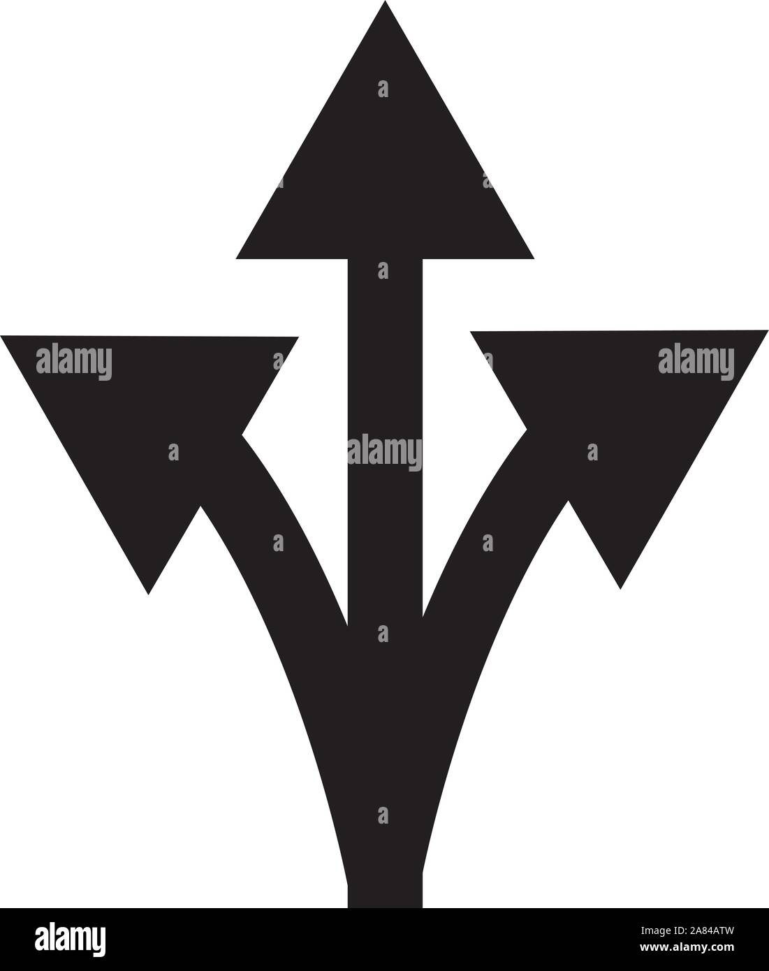 three-way direction arrow sign on white background. road direction sign Stock Vector Image & Art ...