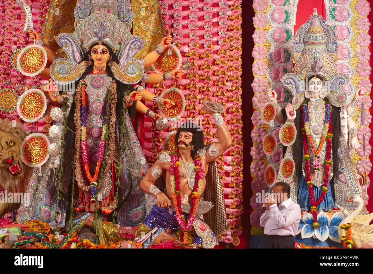 Celebrating Durga Puja, a member of the Bengali community in Mumbai ...