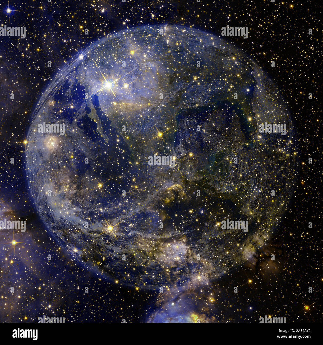 Planet Earth in deep space, cosmic landscape. Elements of this image ...