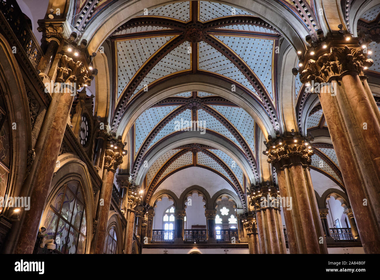 The imposing Gothic-style roof in the ticketing hall of Chhatrapati ...
