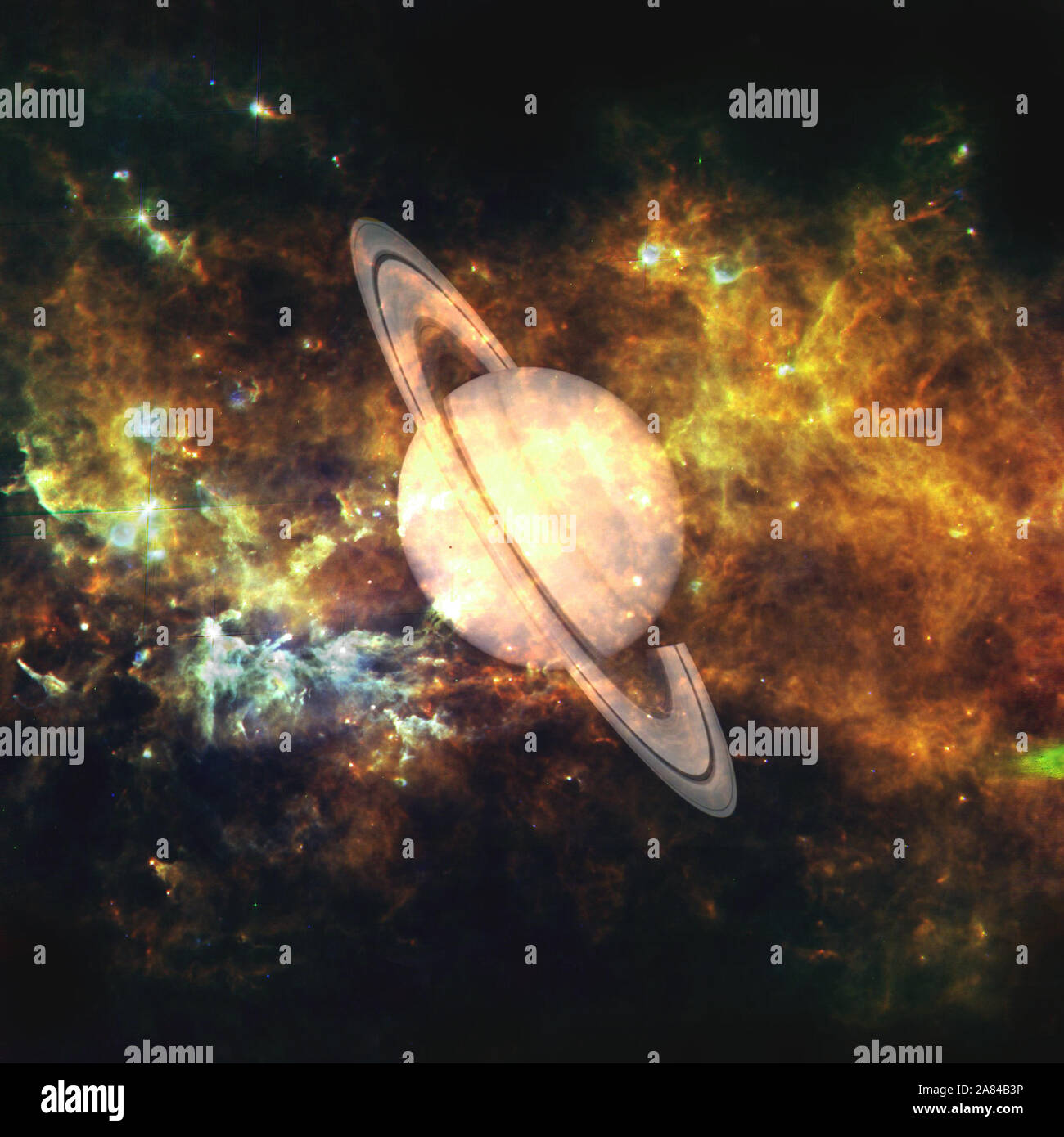 Saturn - planet of the Solar system. Science wallpaper. Elements of ...